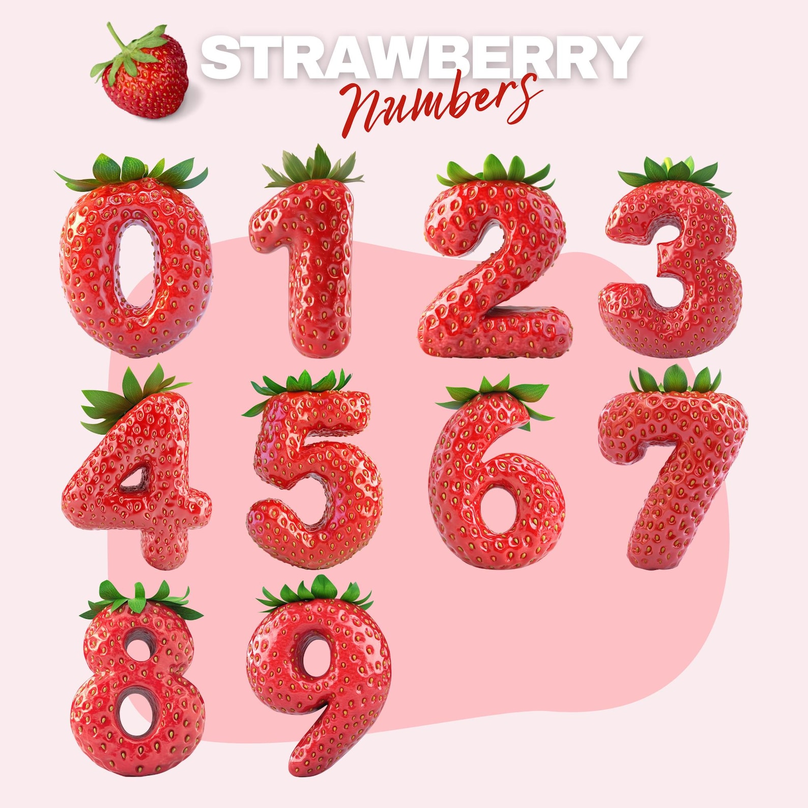 Strawberry Alphabet Clipart, Fruit Letters PNG Digital Download - Etsy
