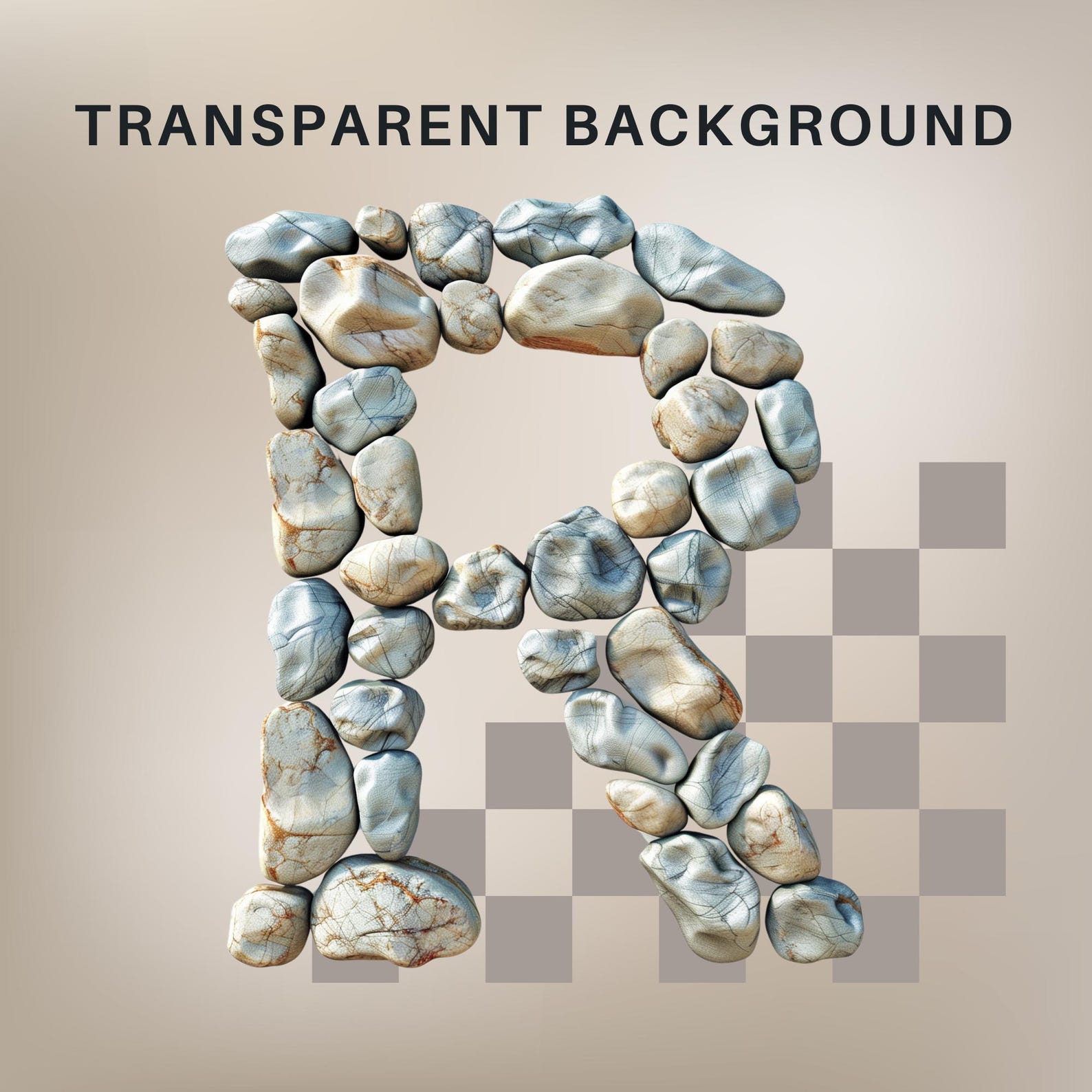 Stone Alphabet Clipart, Rock Letters and Numbers 36 PNG, Pebble Font ...