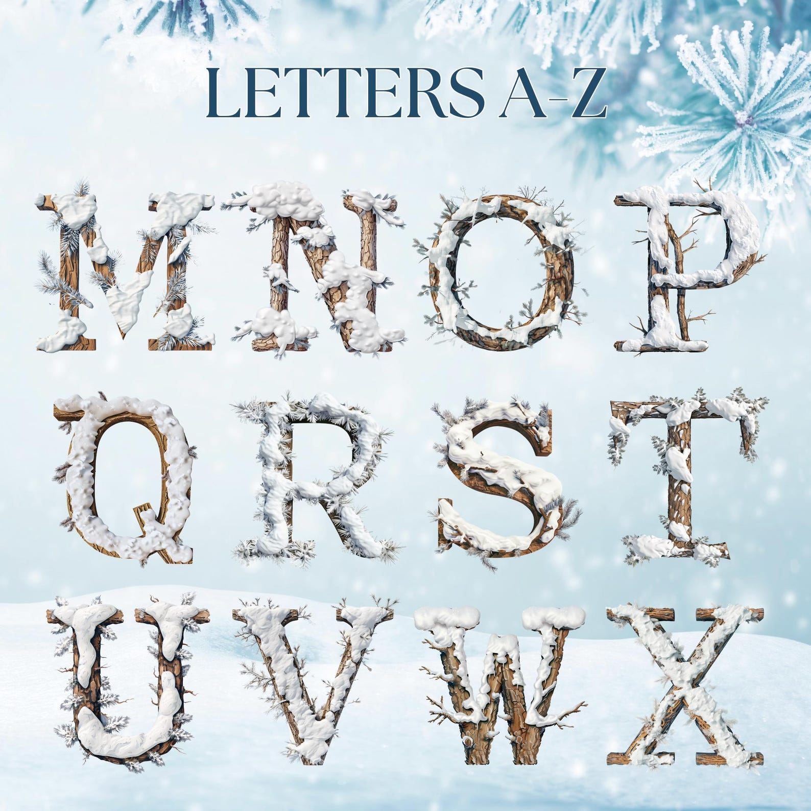 Winter Alphabet Letters Clipart, Snowy Letters, Winter Themed Letters ...