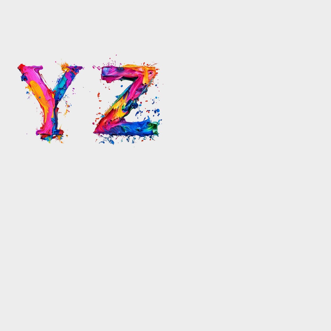 Color Splash Alphabet Clipart 36 PNG Artistic Letters, Paint Splatter ...