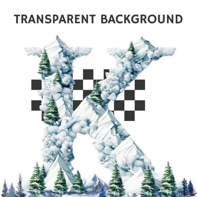 Snowy Mountain Alphabet Clipart: Winter PNG Letters A-Z - Etsy
