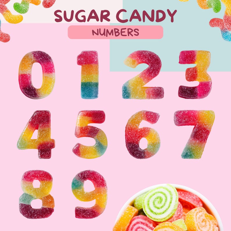 Sugar Candy Alphabet PNG: Gummy Letters and Numbers Clipart (digital ...