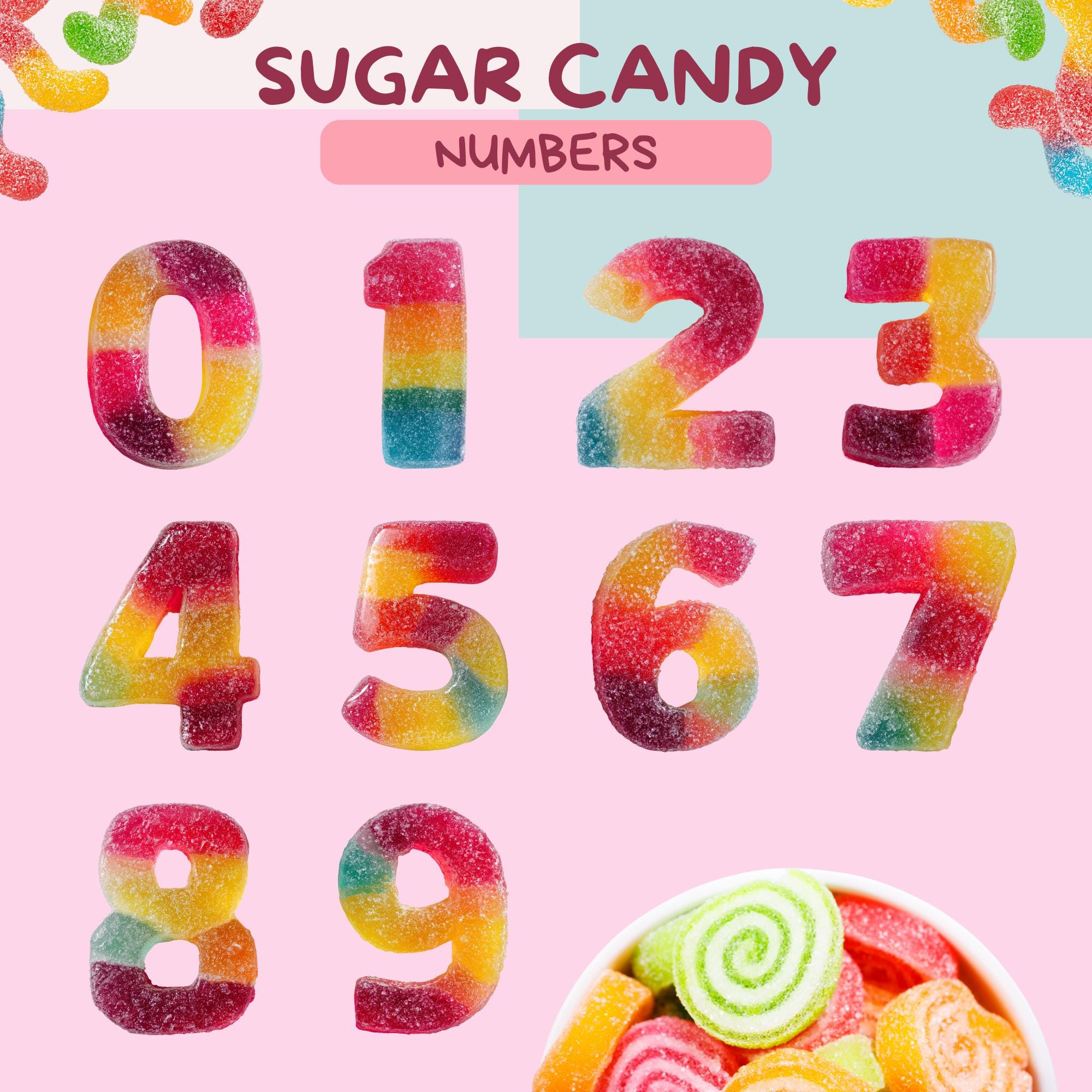 Sugar Candy Alphabet PNG: Gummy Letters and Numbers Clipart (digital ...