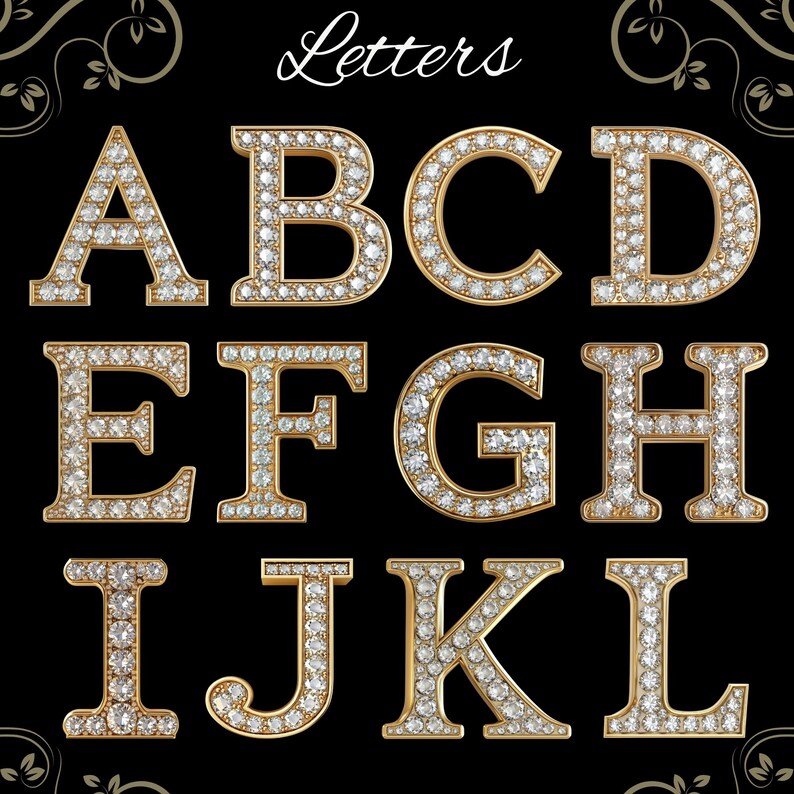 Gold Diamond Letters 36 PNG Clipart, Wedding Alphabet, Luxury Font ...