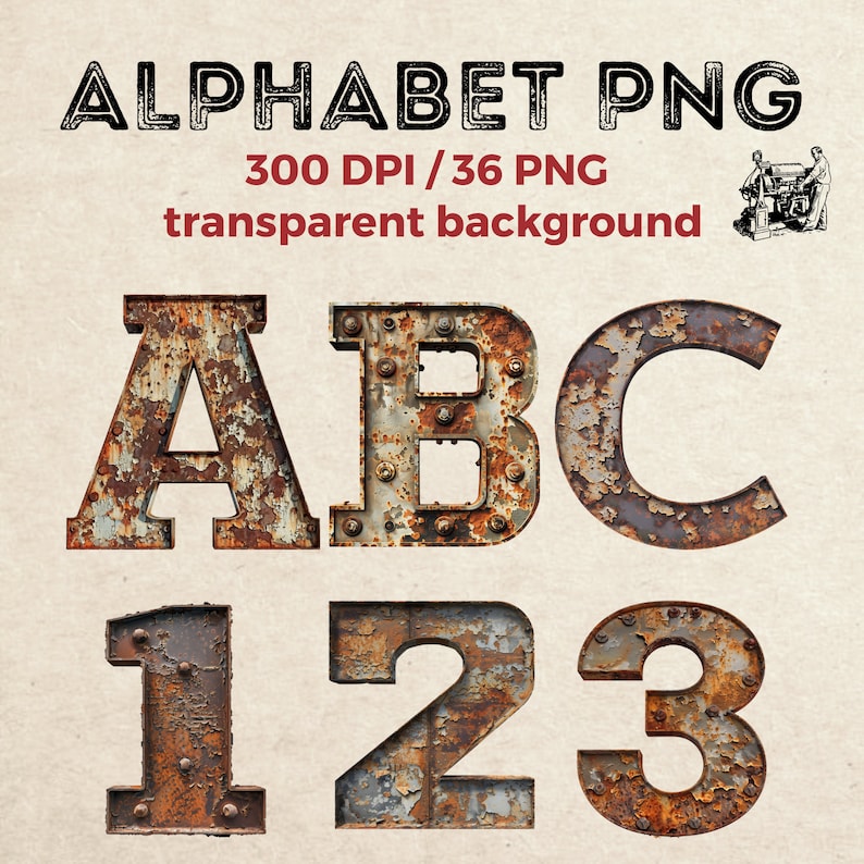Rusty Metal Sign, English Letters Download Now Digital Download File ...