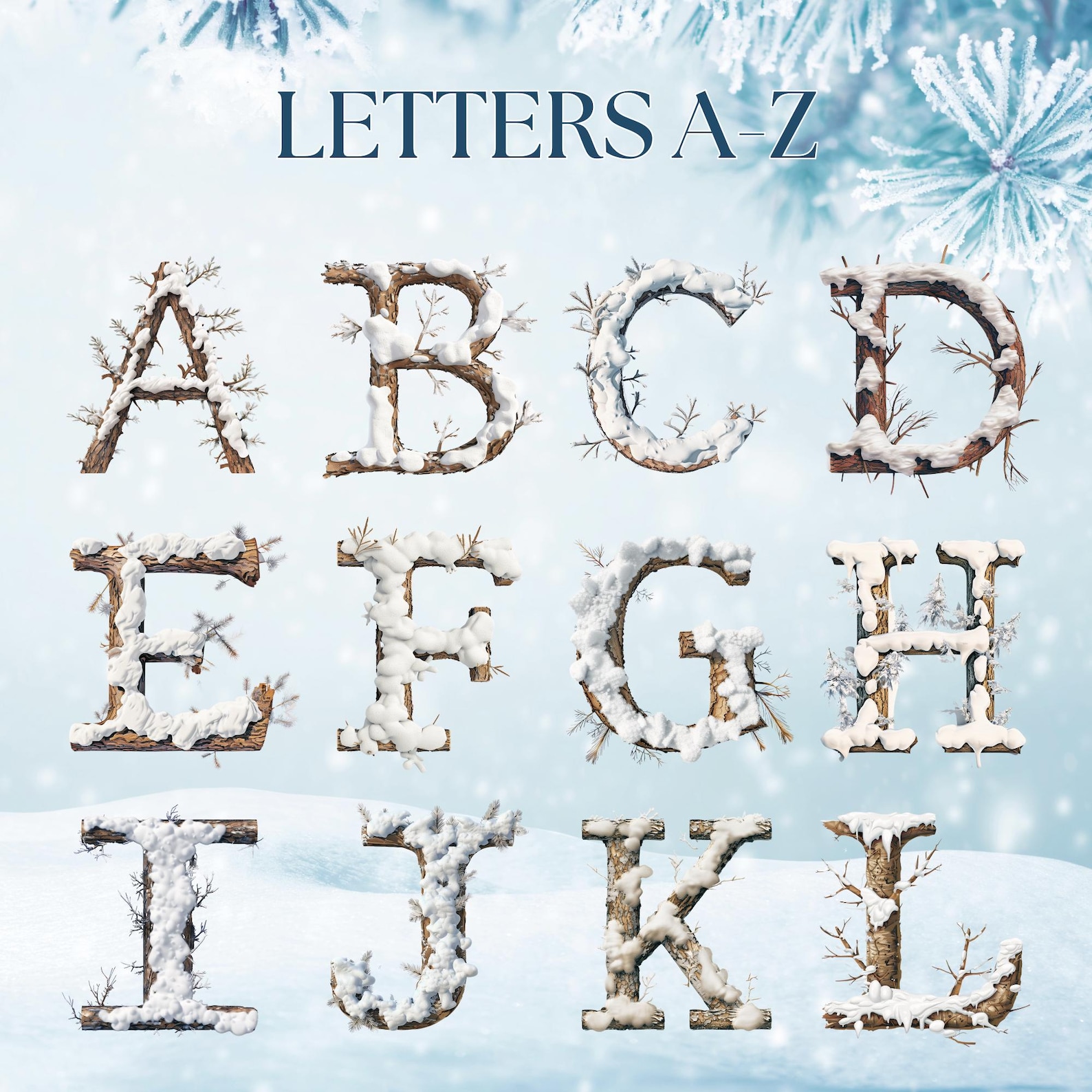 Winter Alphabet Letters Clipart, Snowy Letters, Winter Themed Letters ...