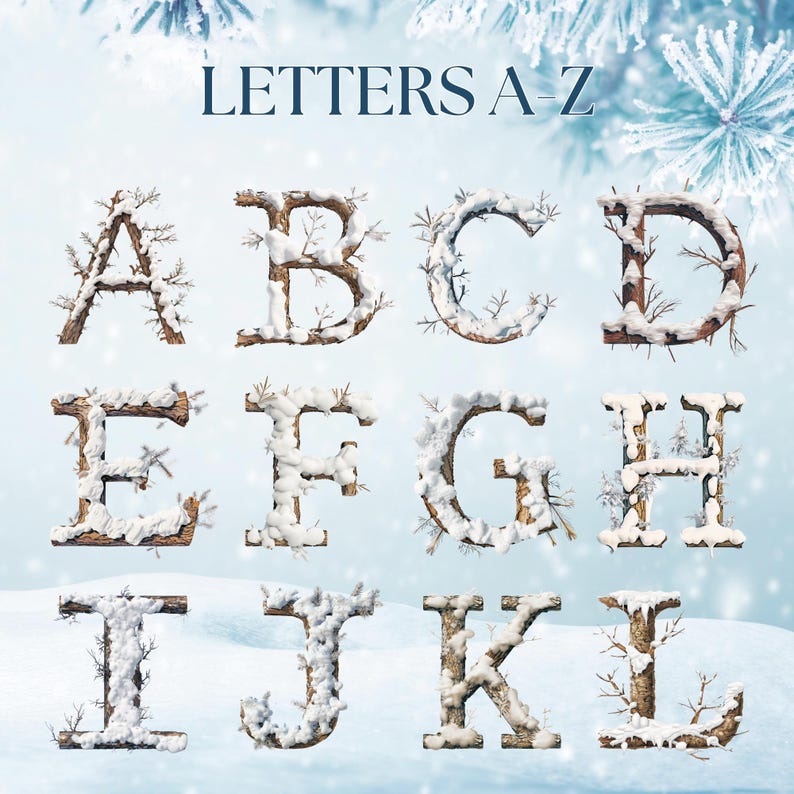 Winter Alphabet Letters Clipart, Snowy Letters, Winter Themed Letters ...