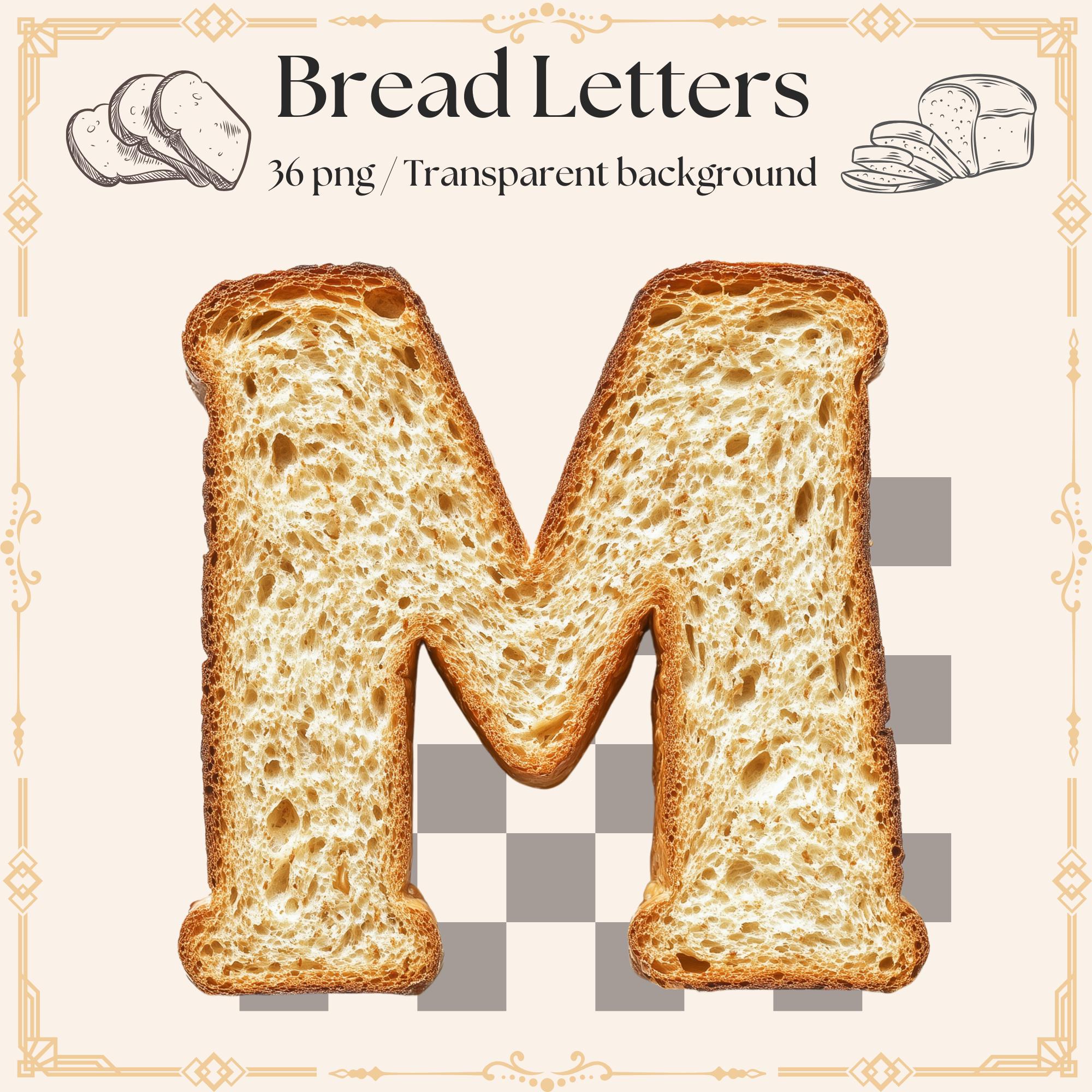 Bread Letters Clipart: Bakery Alphabet, Food-themed Font (digital ...