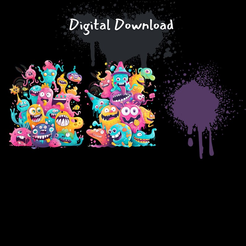 Cute Monster Clipart, 20 PNG, Fluffy Monsters, Kawaii Monsters, Baby ...