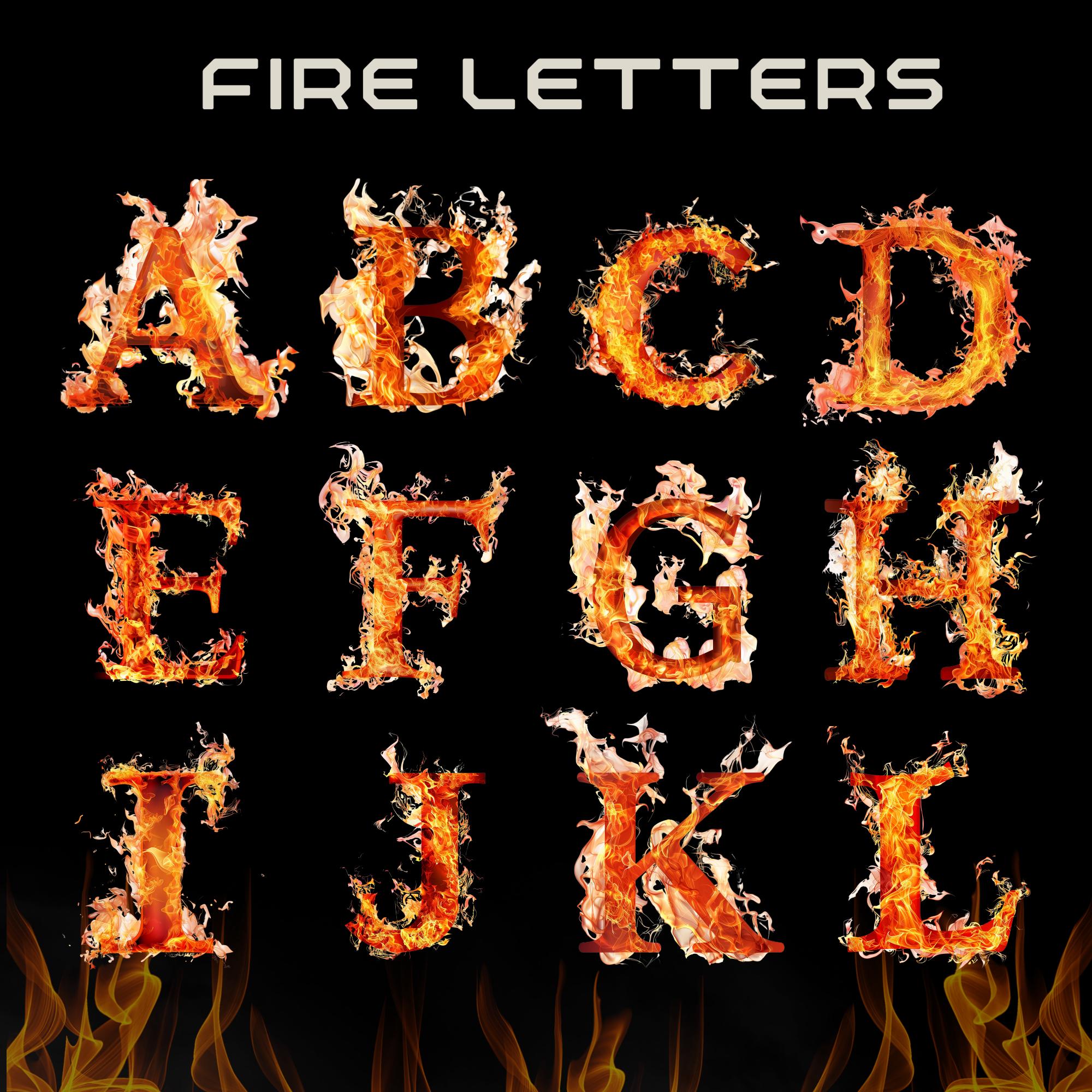 Fire Letters PNG Clipart, 36 Flaming Alphabet & Number Set, Fiery Font ...
