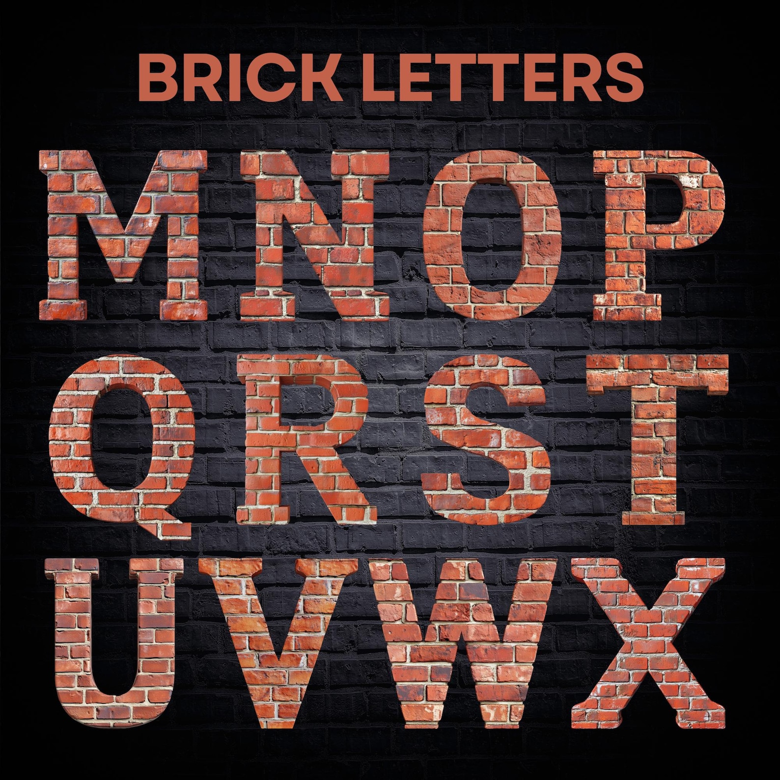 Brick Letters Clipart 36PNG, Brick Alphabet for Crafts, Posters, Brick ...