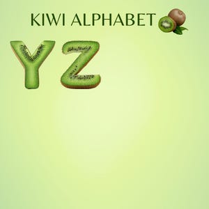 Kiwi Alphabet Clipart, Fresh Fruit Letters 36 PNG, Tropical Font for ...