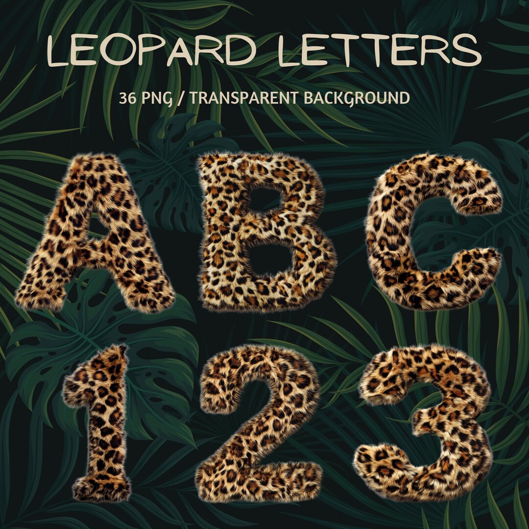 Leopard Letters Clipart 36 PNG, Jungle Font, Wild Alphabet, Safari ...