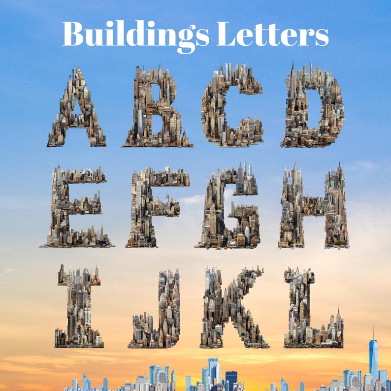 City Alphabet PNG | Building Letters & Numbers | Urban Skyline ABC ...