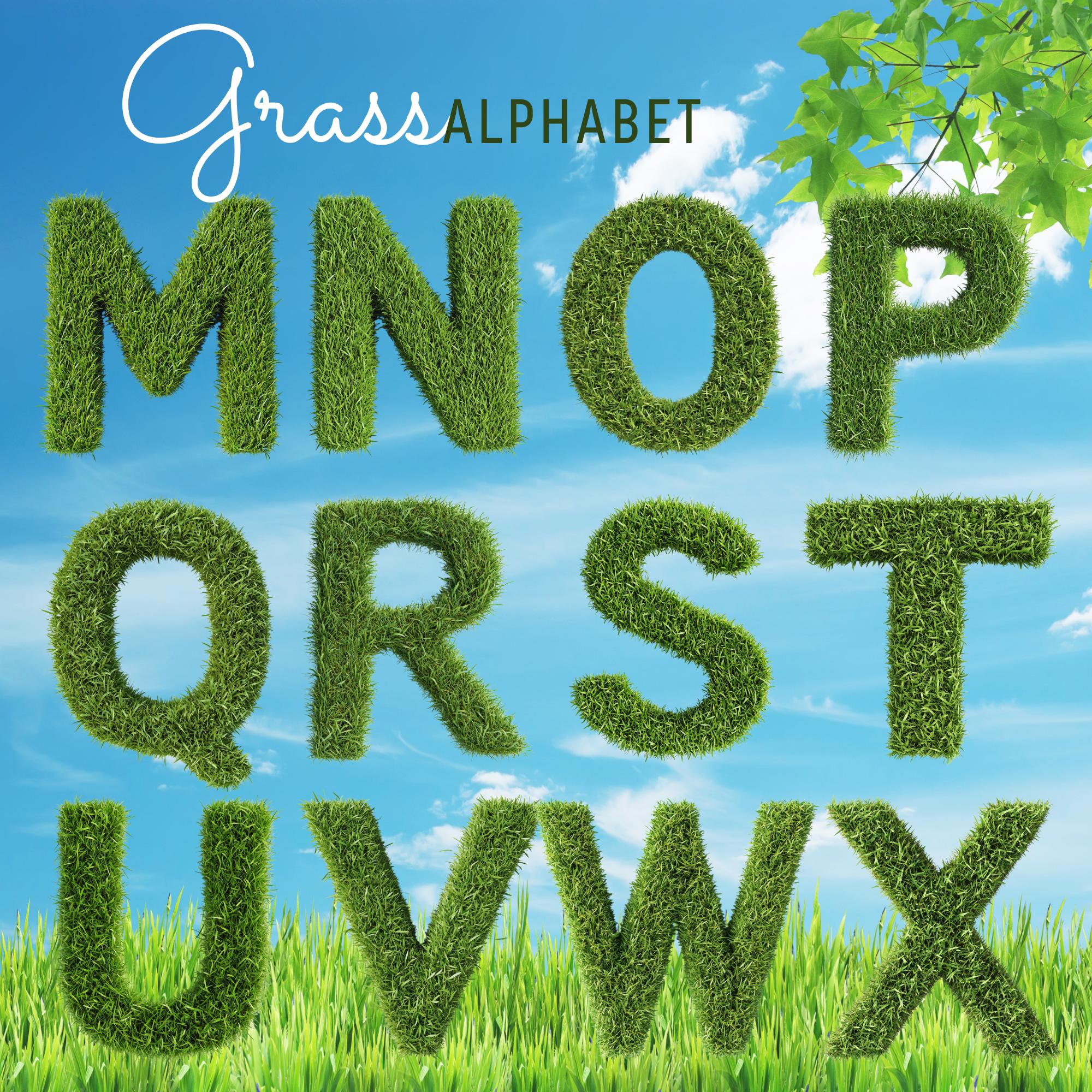 Grass Alphabet Clipart, Green Grass Letters PNG, Eco Nature Font for ...