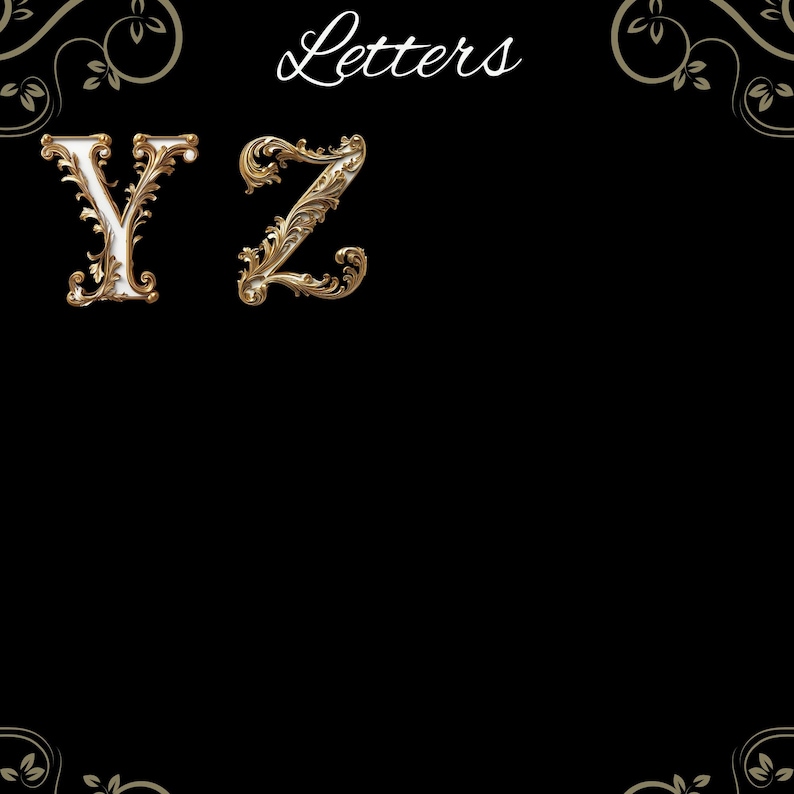 Imágenes prediseñadas de letras barrocas doradas ornamentadas: Alfabeto ...