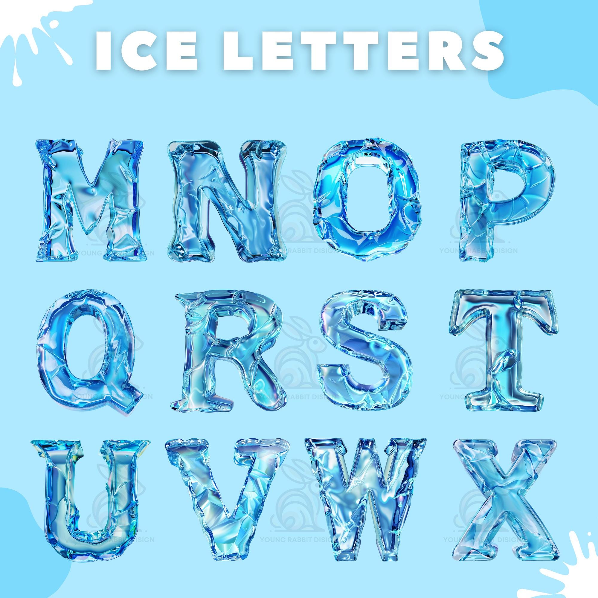 Ice Letters PNG Alphabet Numbers Clipart | 36 Transparent Background ...