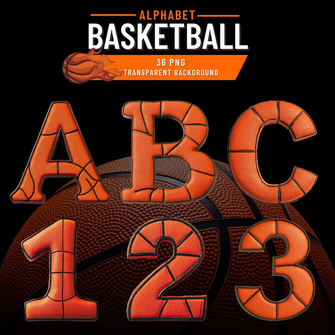 Basketball Alphabet Clipart 36 PNG, Sports-themed Letters, for ...