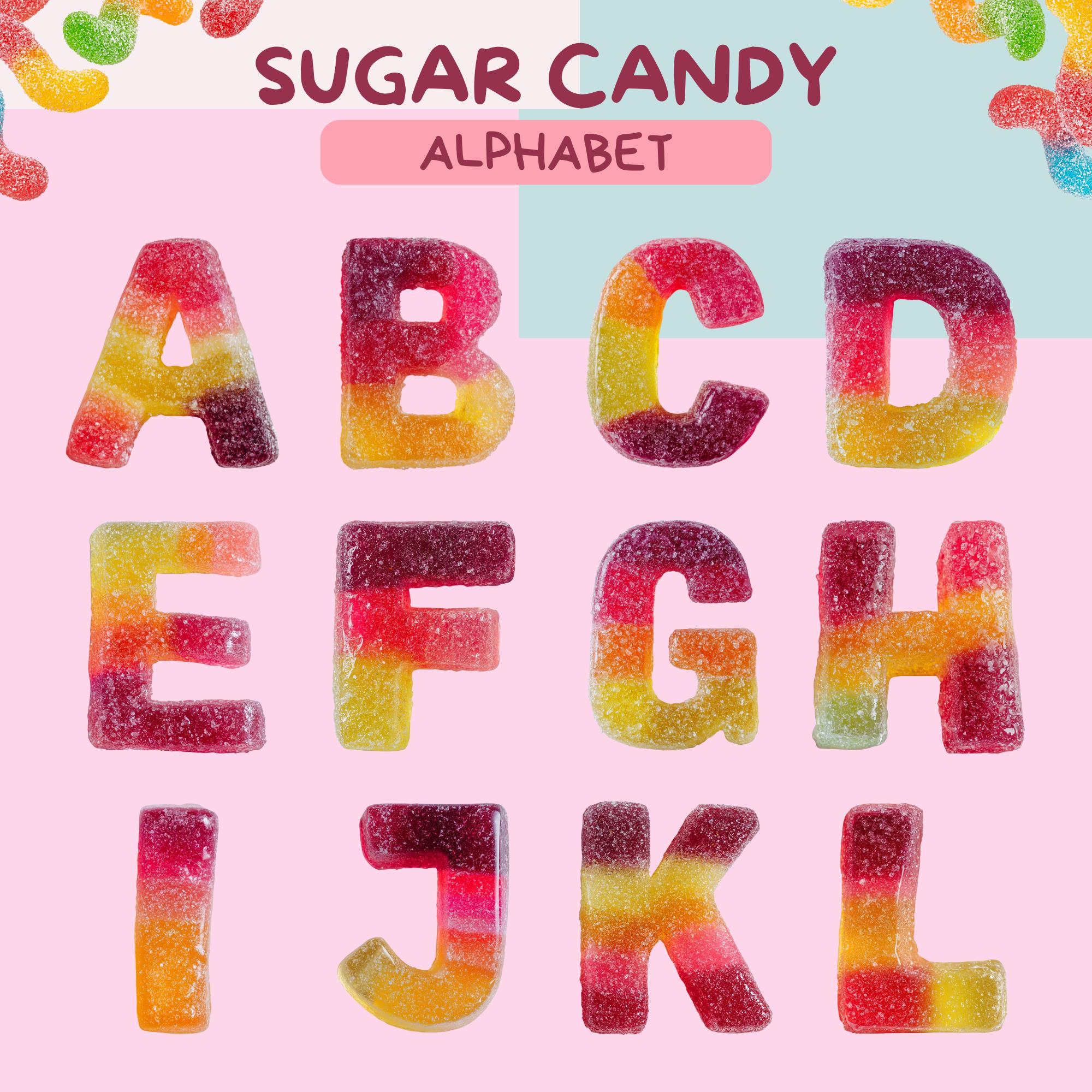 Sugar Candy Alphabet PNG: Gummy Letters and Numbers Clipart (digital ...