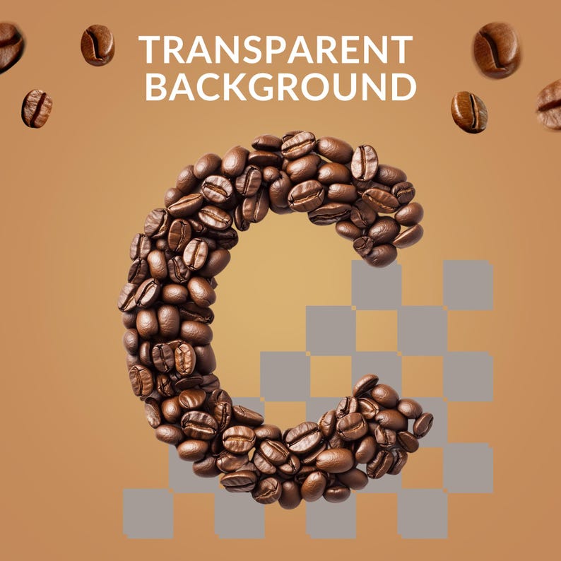 Coffee Alphabet Clipart , Coffee Bean Letters and Numbers 36 PNG ...