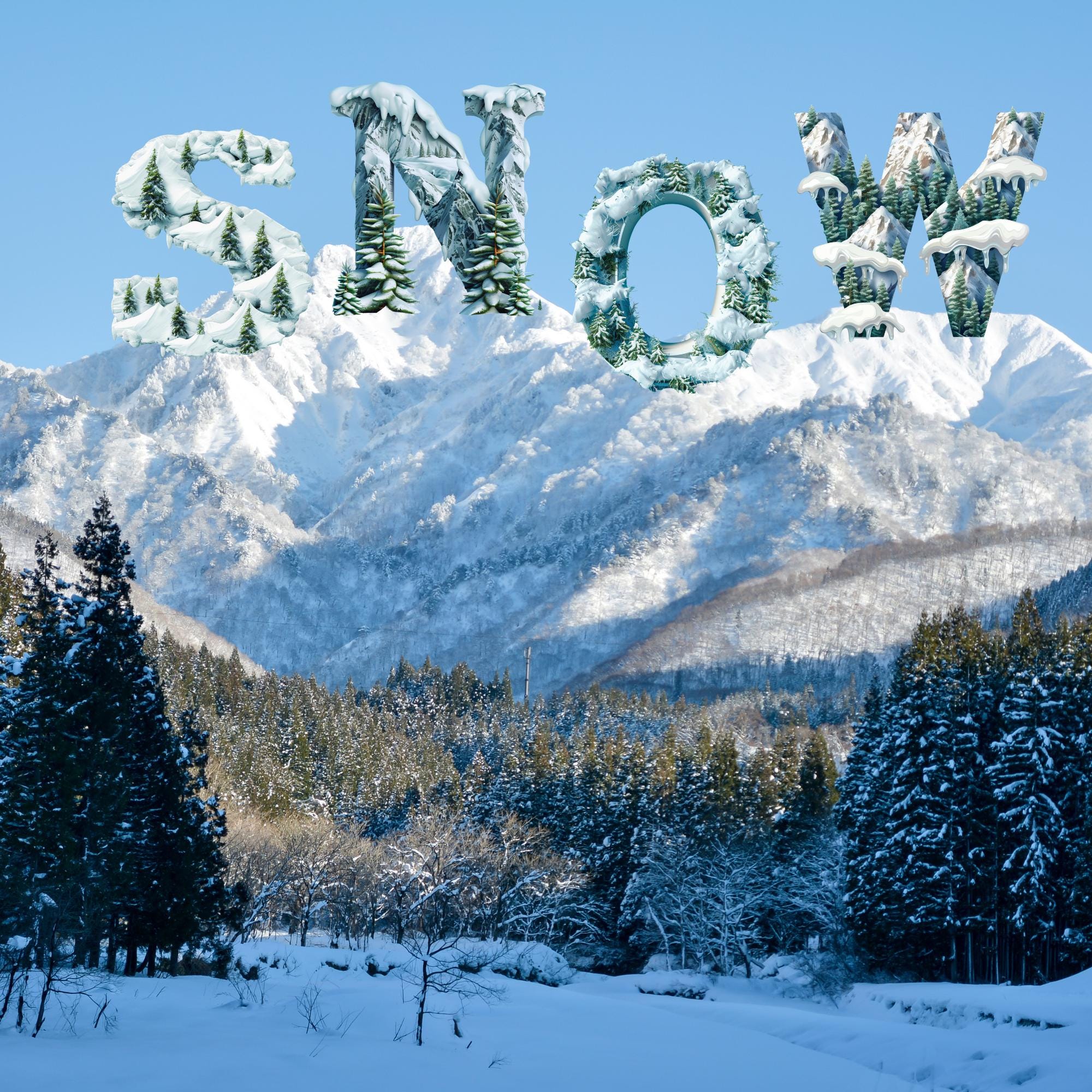 Snow Alphabet Letters Clipart, Winter Mountain Letters PNG, Snowy Font ...