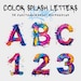Color Splash Alphabet Clipart 36 PNG Artistic Letters, Paint Splatter ...