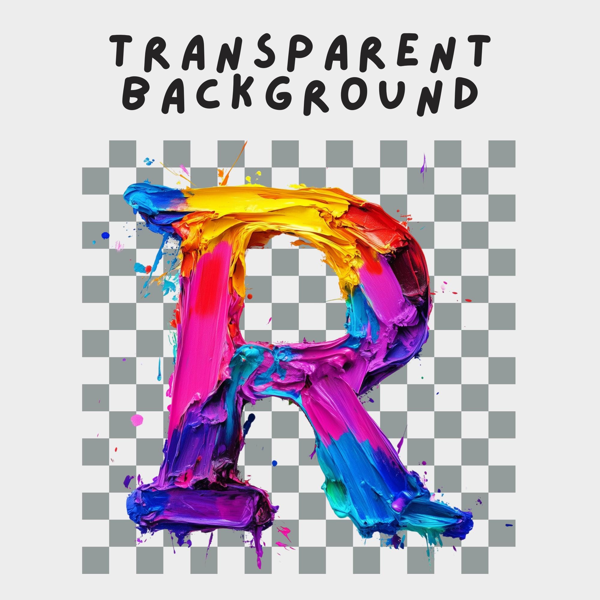 Color Splash Alphabet Clipart 36 PNG Artistic Letters, Paint Splatter ...