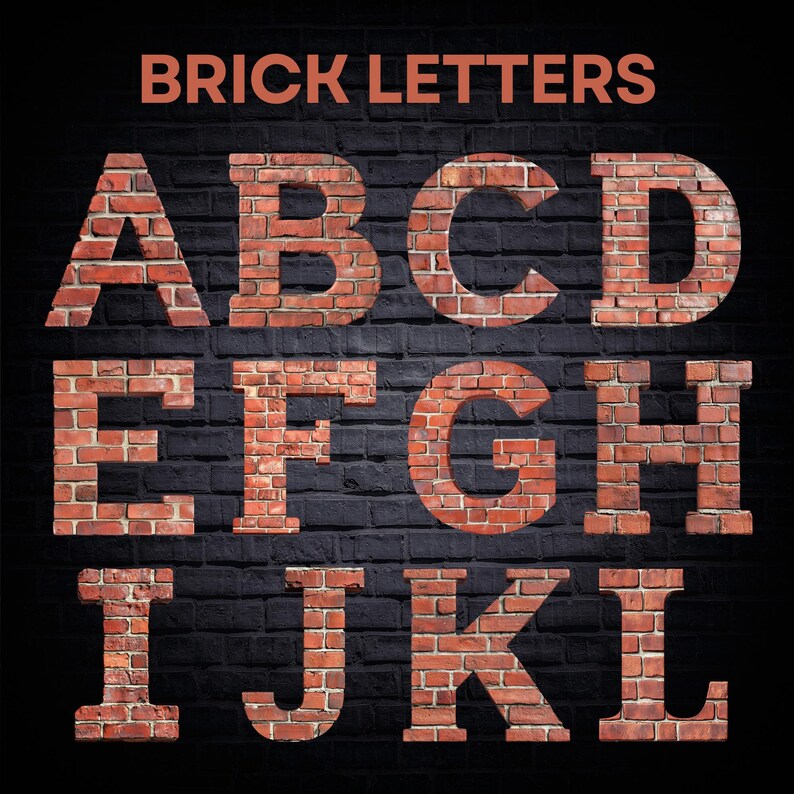 Brick Letters Clipart: Urban Texture Alphabet (36 PNG Digital Download ...