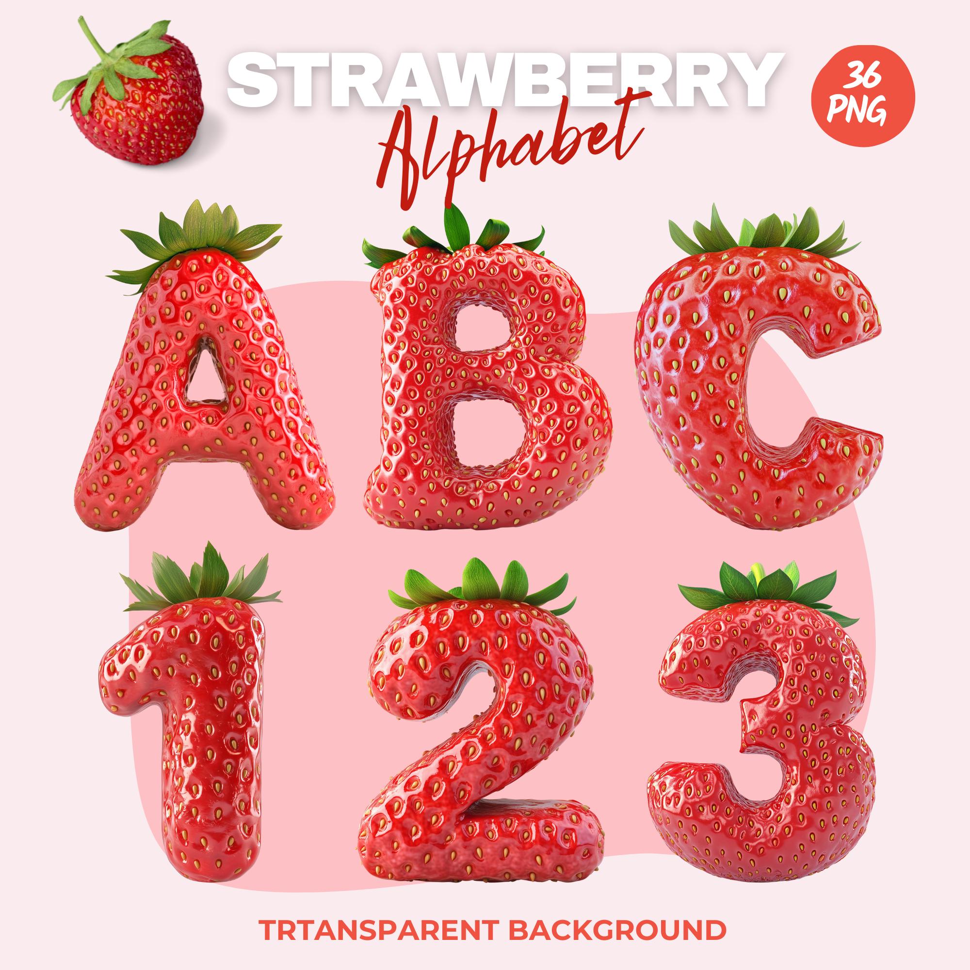 Strawberry Alphabet Clipart, Fruit Letters PNG Digital Download - Etsy