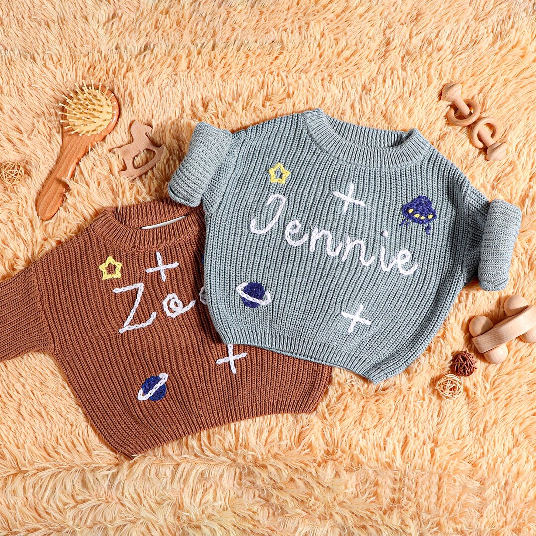 Toddler Space Planet Sweater,outer Space Baby Sweater,kids Embroidered ...