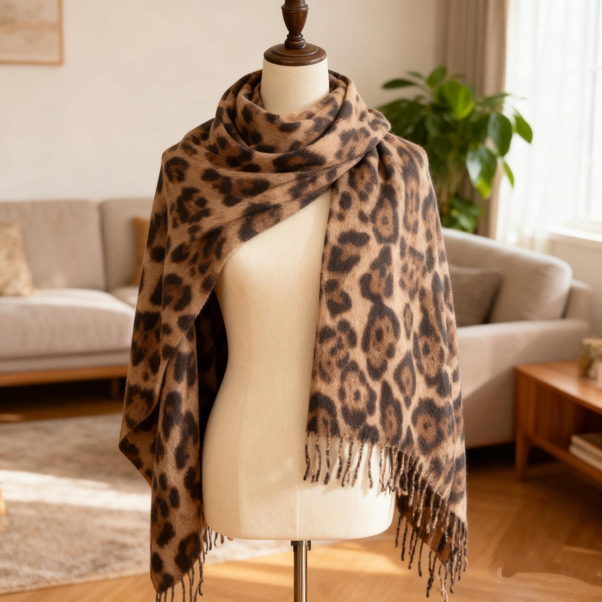 Oversized Warm Cashmere Leopard Print Winter Scarf/headscarf/shawl ...