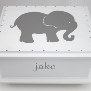 Baby Keepsake Box Gray Elephant Baby Memory Box Personalized - Etsy