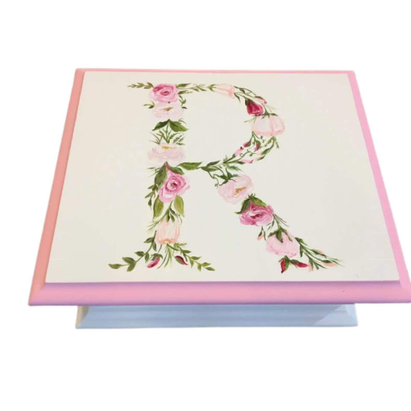 Baby Keepsake Box Pink Watercolor Floral Monogram Baby Memory Box ...