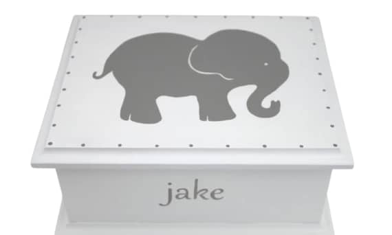 Baby Keepsake Box Gray Elephant Baby Memory Box Personalized - Etsy