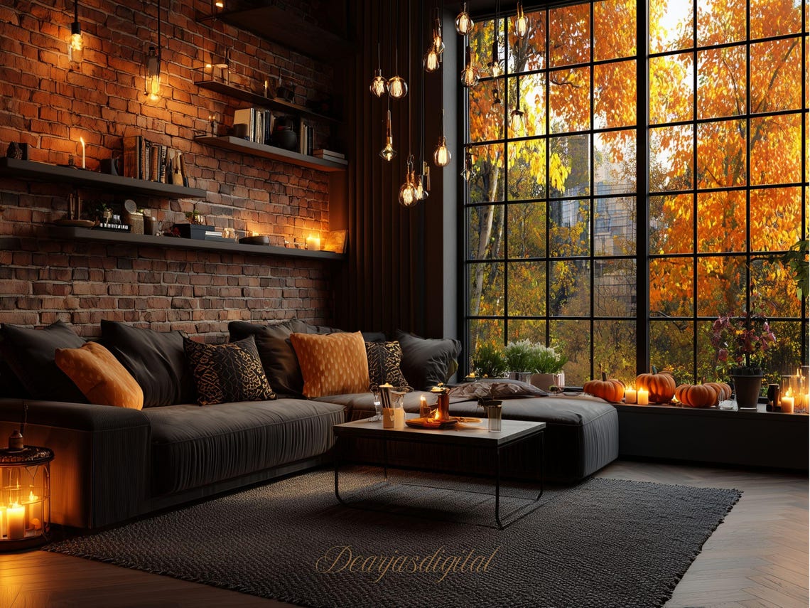 Autumn Zoom Background | Halloween Virtual Backdrop | Cozy Pumpkin ...