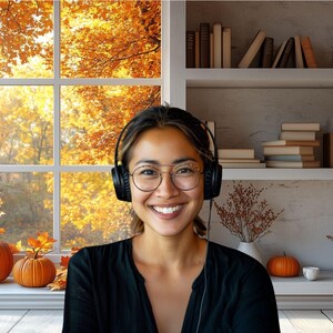 Autumn Bookshelf Virtual Background | Cozy Fall Zoom Backdrop (PNG) - Etsy