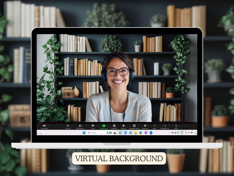 Zoom Backgrounds, Background Png, Zoom Background Home Office, Bookshelf Background, Realistic ...