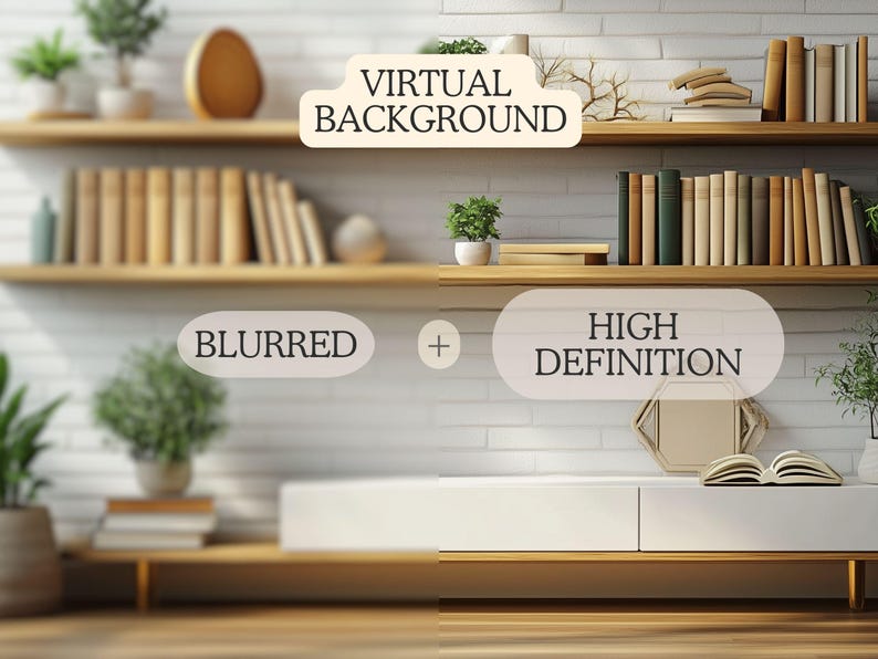 Bookshelf Zoom Background | Virtual Office Backdrop (PNG) - Etsy