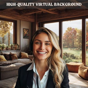 Fall Virtual Background Cozy Autumn Living Room Scenic Nature Zoom ...
