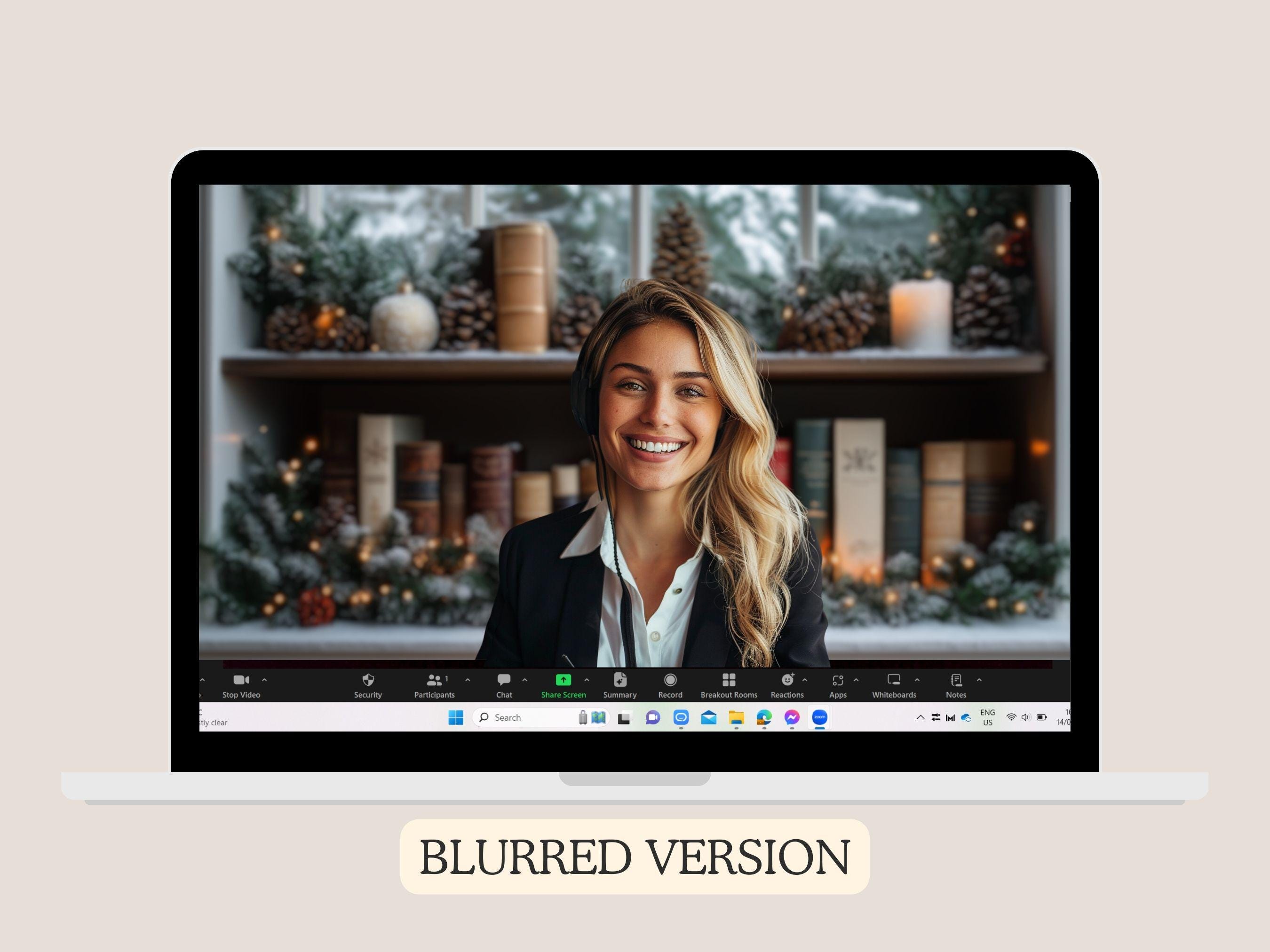 Winter Wonderland Bookshelf Virtual Background – Cozy Snowy Library ...