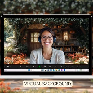 Spring Farmhouse Virtual Background | Rustic Floral Zoom, Teams, Webex ...