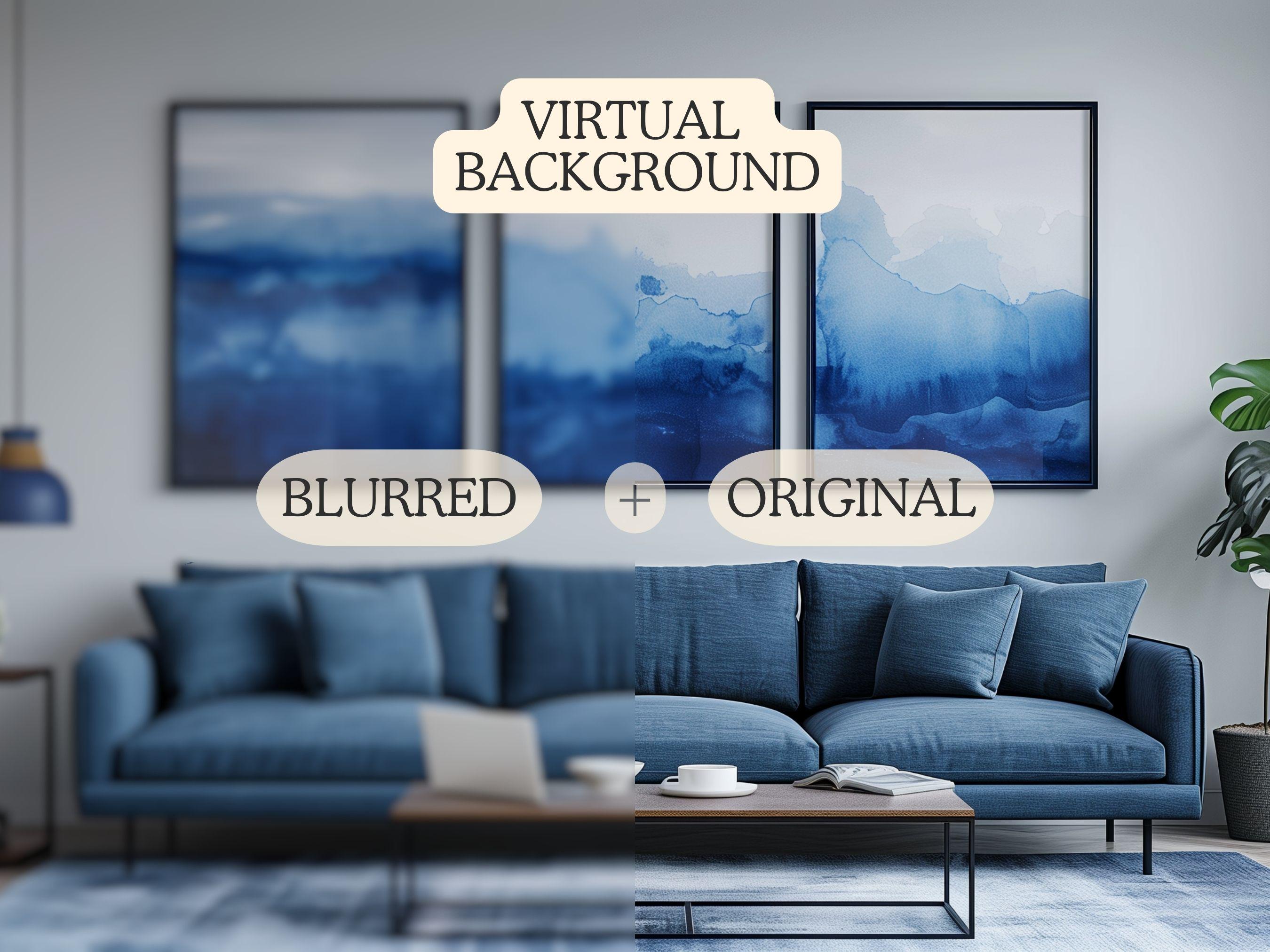 Modern Blue Zoom Background for Home Office - Virtual Meeting Backdrop ...