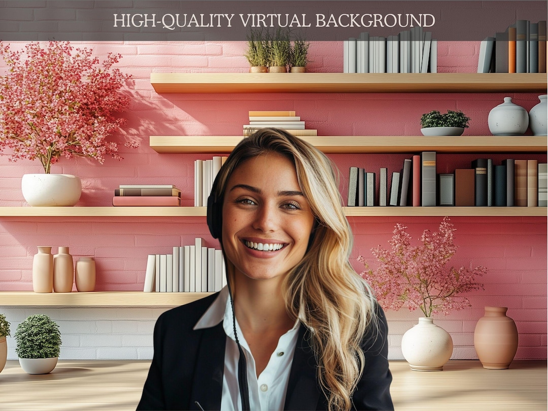 Zoom Background | Pink Cozy Home Office | Virtual Meeting Backdrop ...