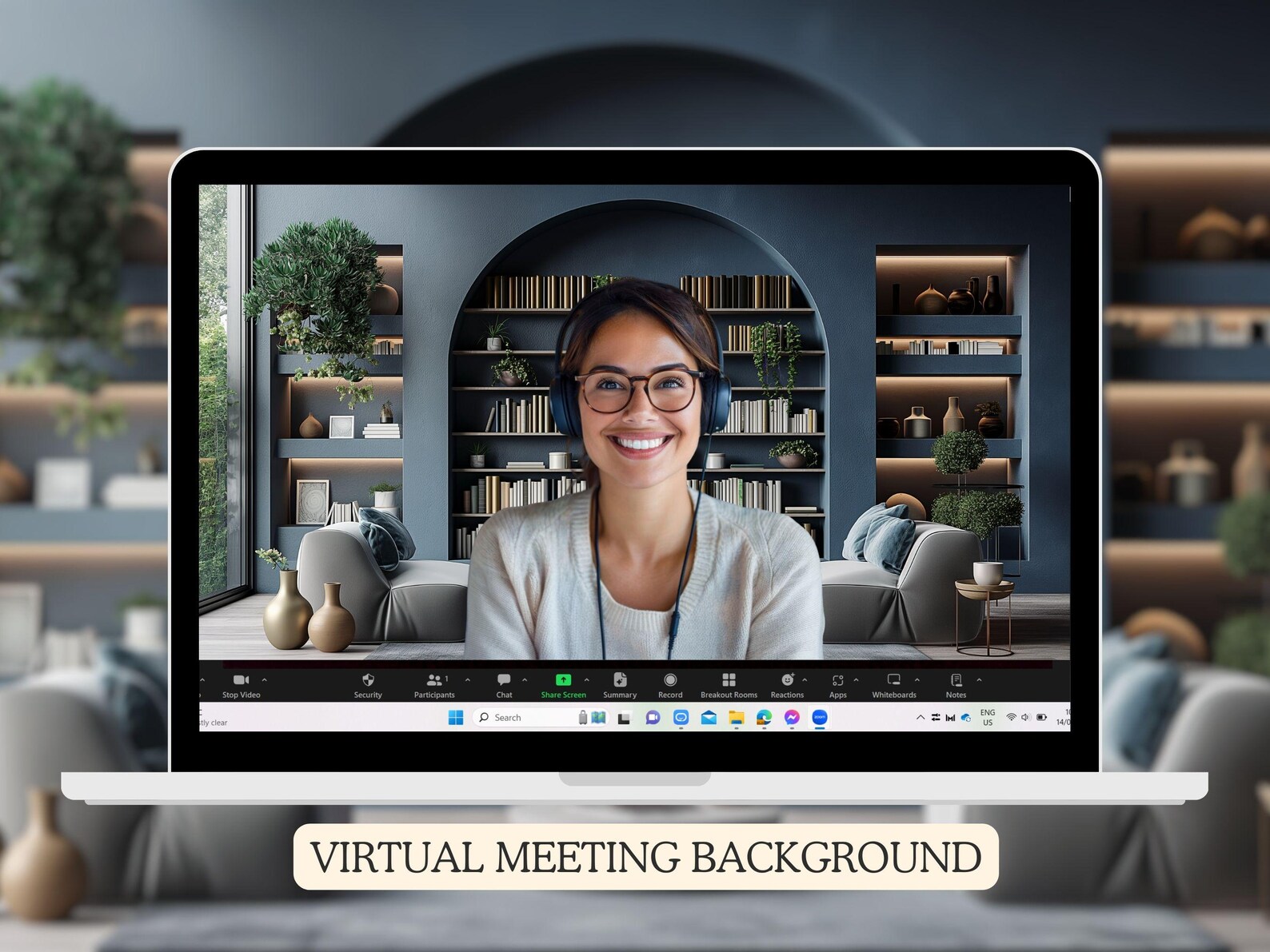 Zoom Backgrounds Modern Home Office Virtual Office Stylish Zoom ...