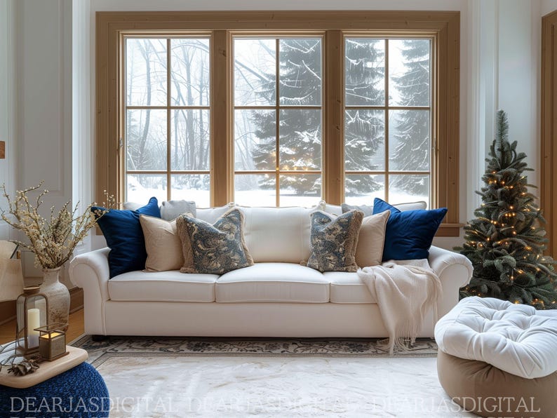 Cozy Winter Zoom Background | Christmas Digital Backdrop | Modern Home ...