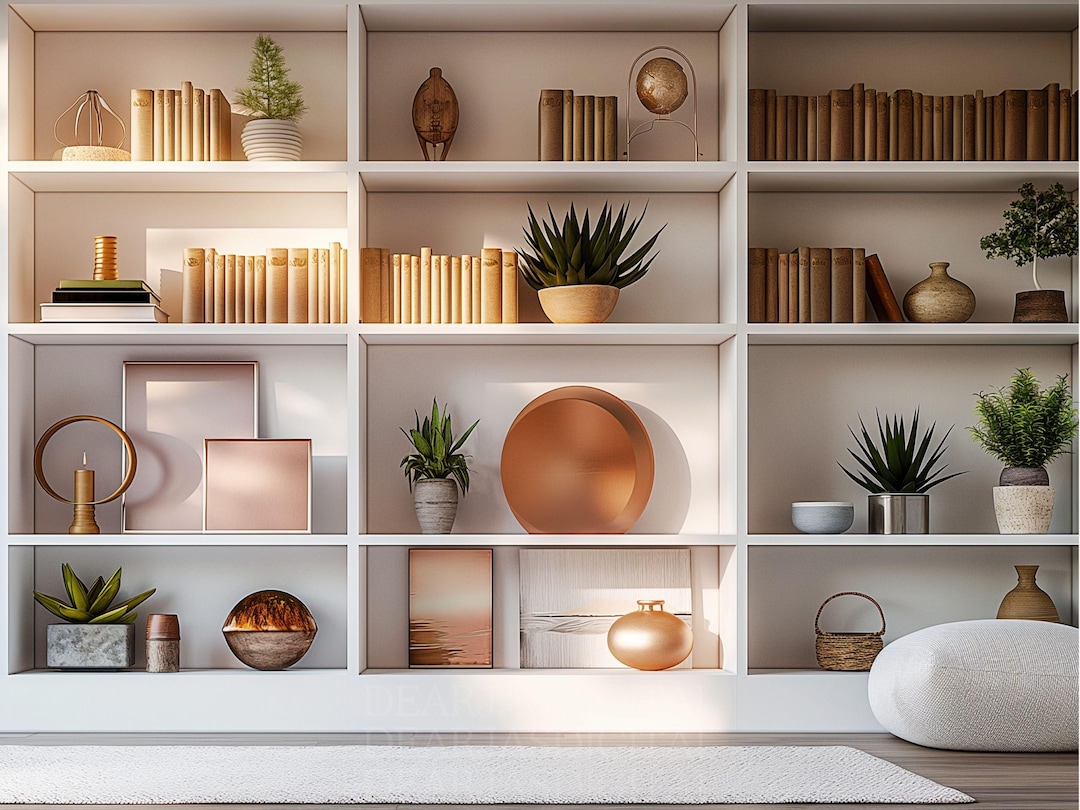 Bookshelf Zoom Background | Modern Home Office, Virtual Meeting (PNG ...