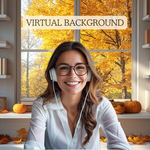 Autumn Bookshelf Virtual Background | Cozy Fall Zoom Backdrop (PNG) - Etsy