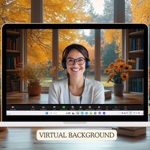 Cozy Autumn Wallpaper | Fall Trees Window Virtual Background for Zoom ...