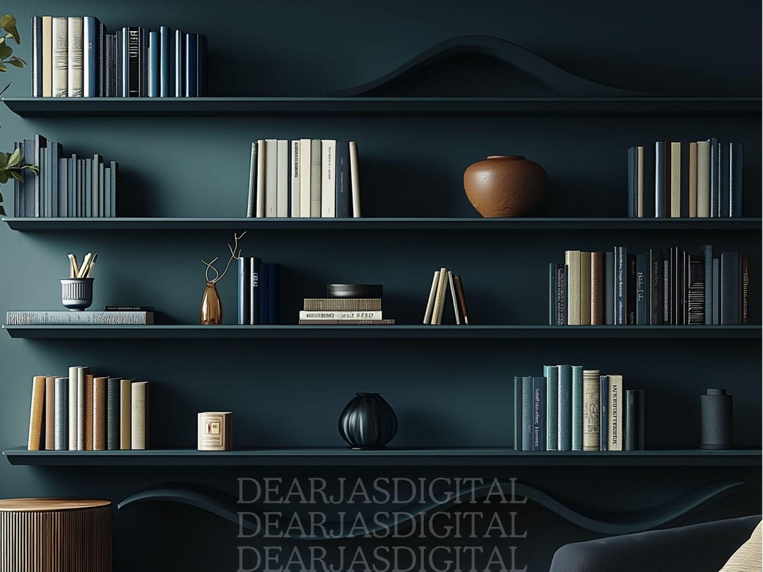 Bookshelf Zoom Background | Elegant Home Office Backdrop (digital ...