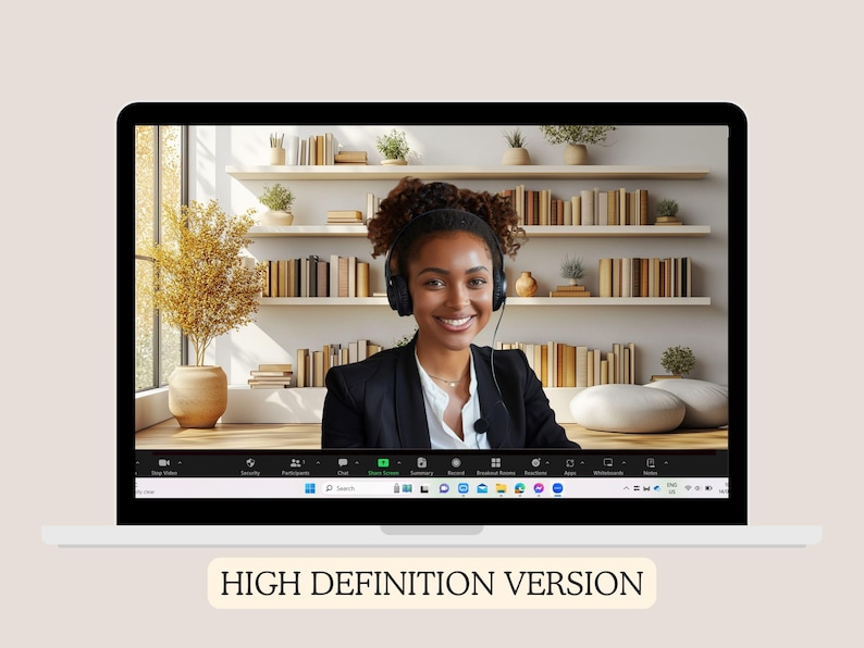 Minimalist Bookshelf Virtual Background | Zoom, Teams (instant Download ...